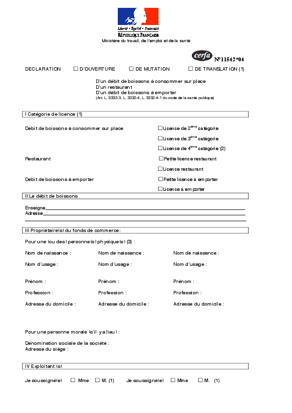 Licences de débits de boissons | Mairie de Pontault-Combault